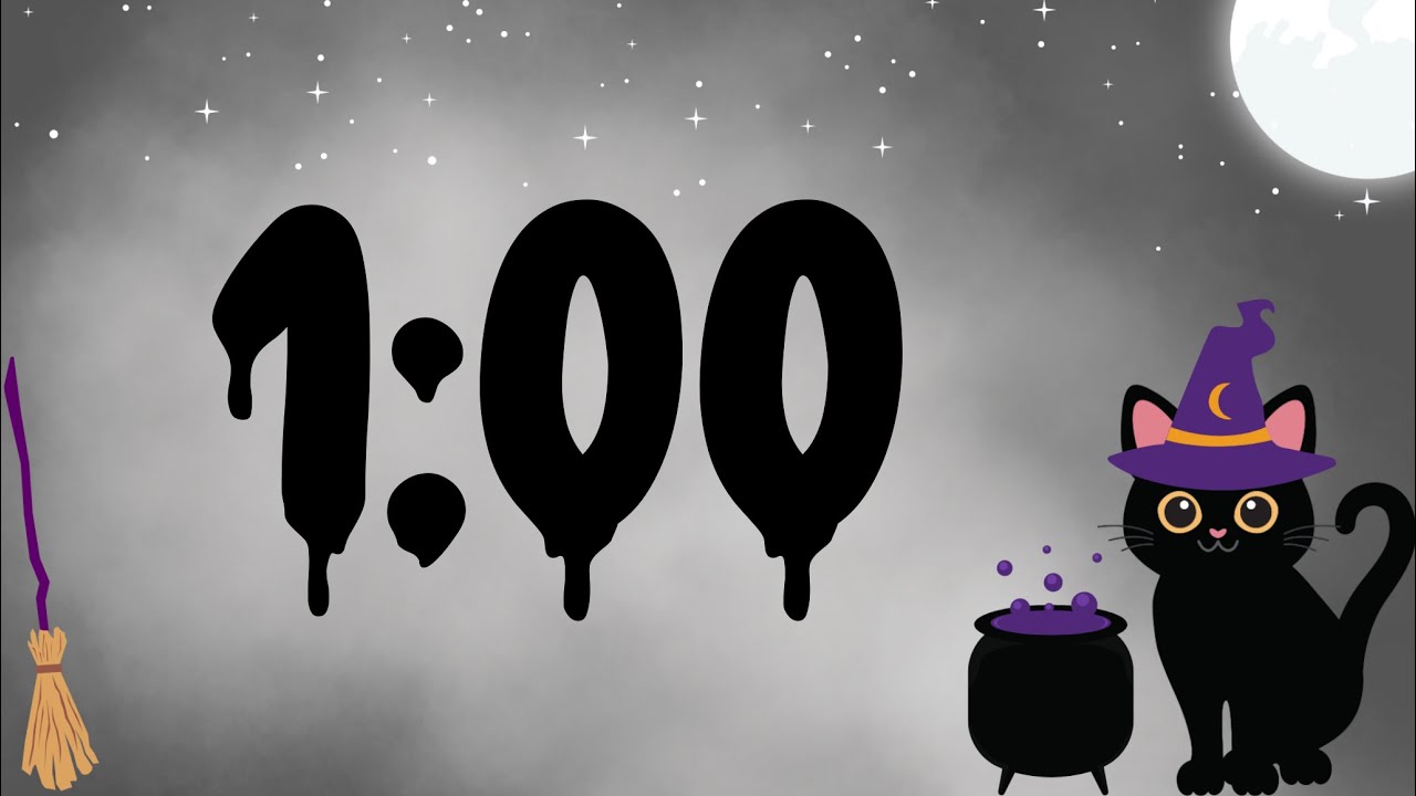 1 Minute Cute Halloween Cat Timer (No Music, Spooky Electric Piano ...