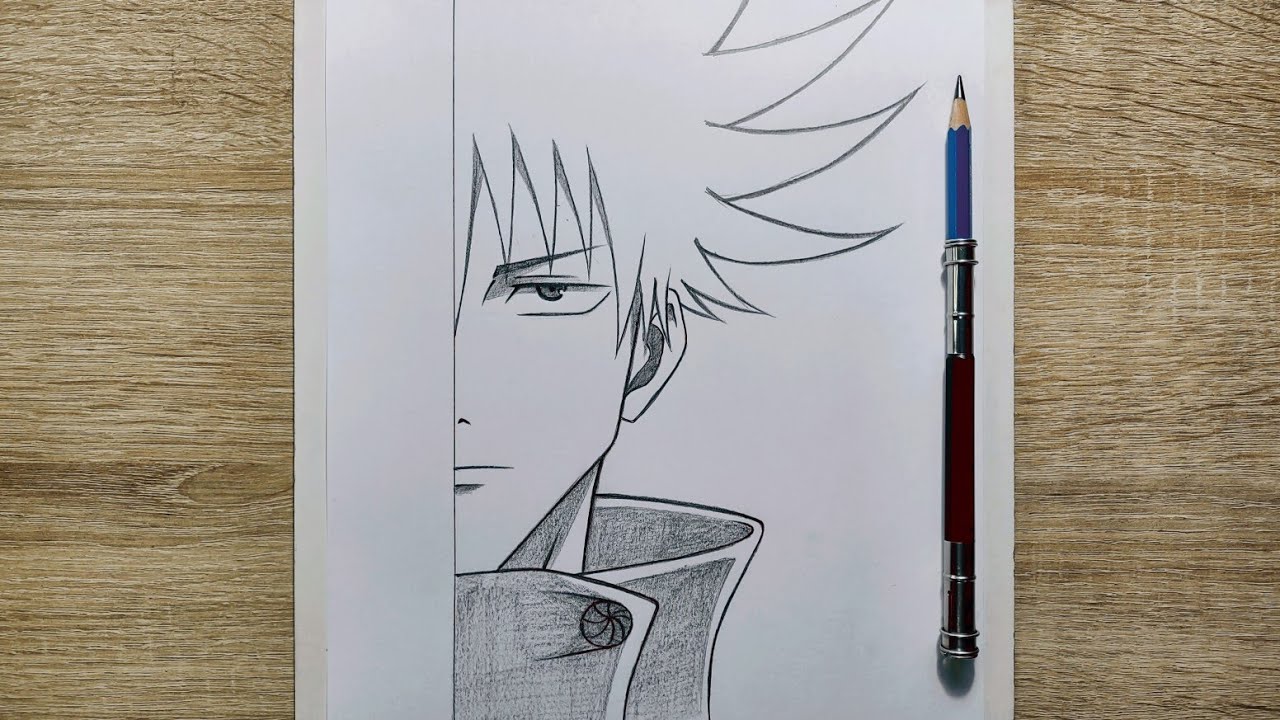 How to draw Megumi Fushiguro half face step-by-step | Jujutsu Kaisen ...