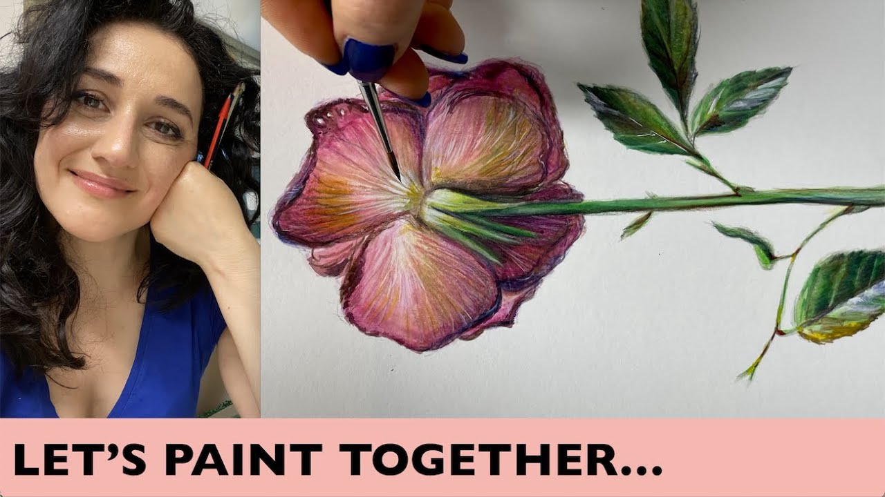 How to Draw/Paint a ROSE - mixed media - ASMR - YouTube
