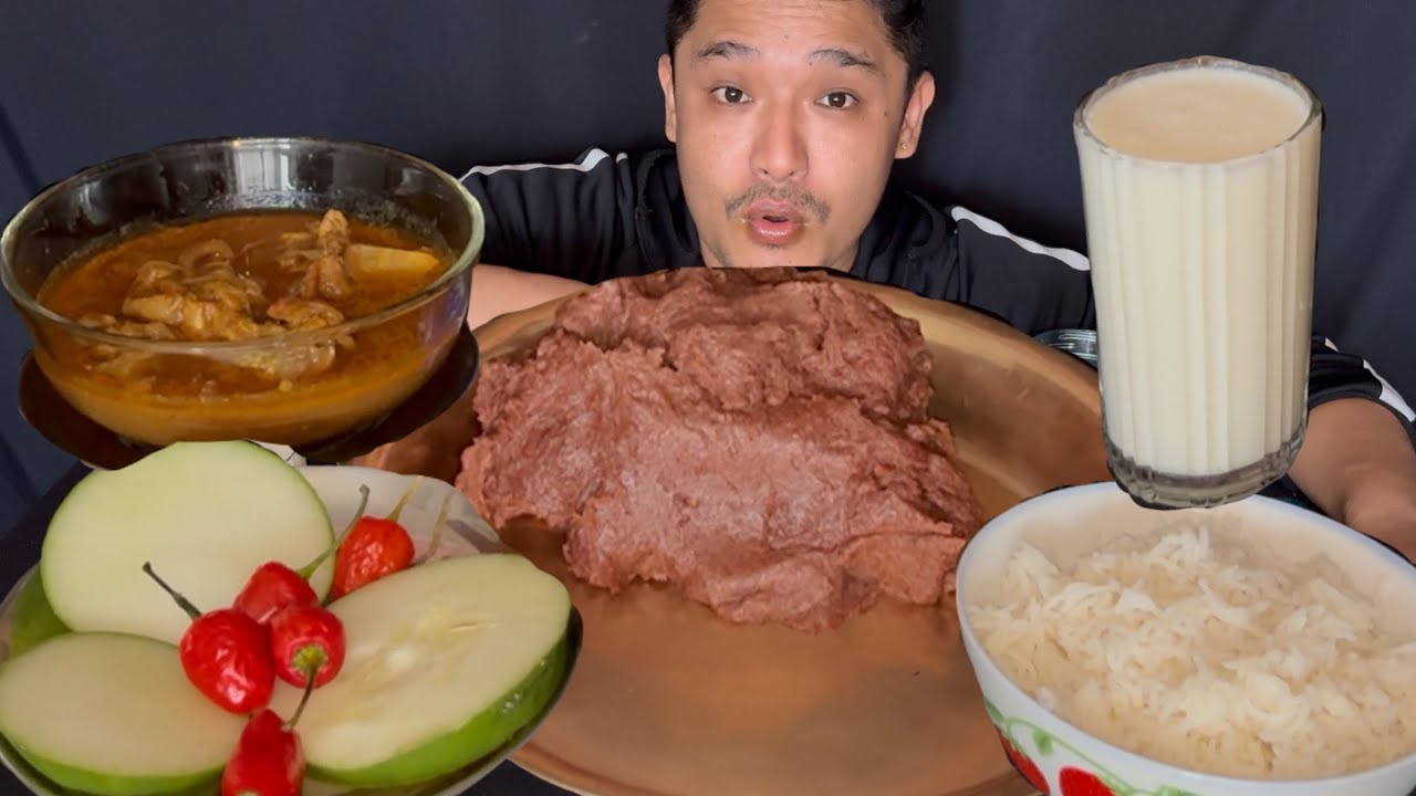 Kodo ko dhido,khasiko masu,dalle khurasani salad,mohi,bhat mukbang ...