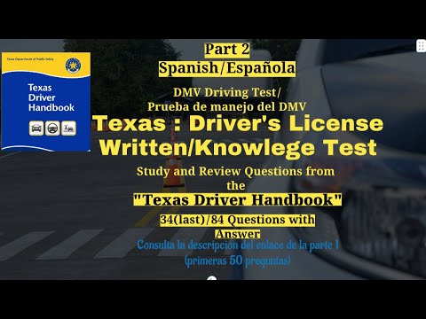 Española | Texas DMV driving Handbook Questions | SPANISH | PART 2 | | 34/84 questions | DPS ...