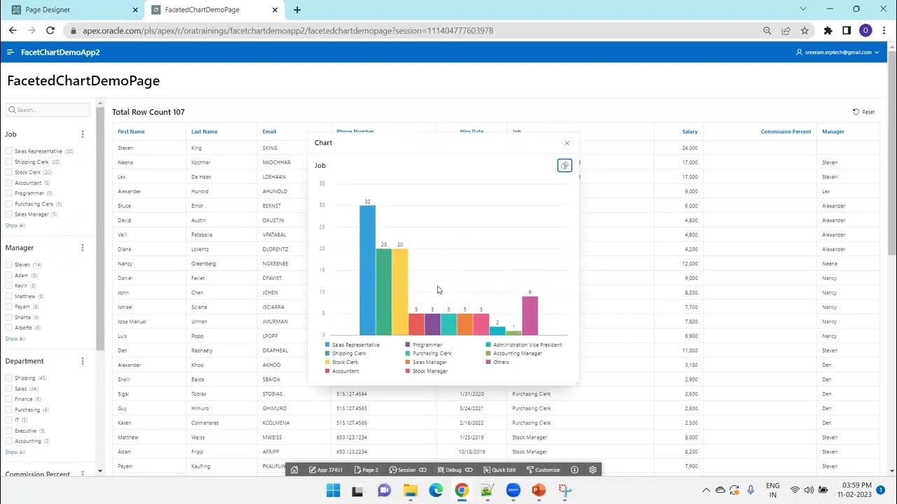 Oracle Apex Faceted Search Page Chars Dashboard Youtube