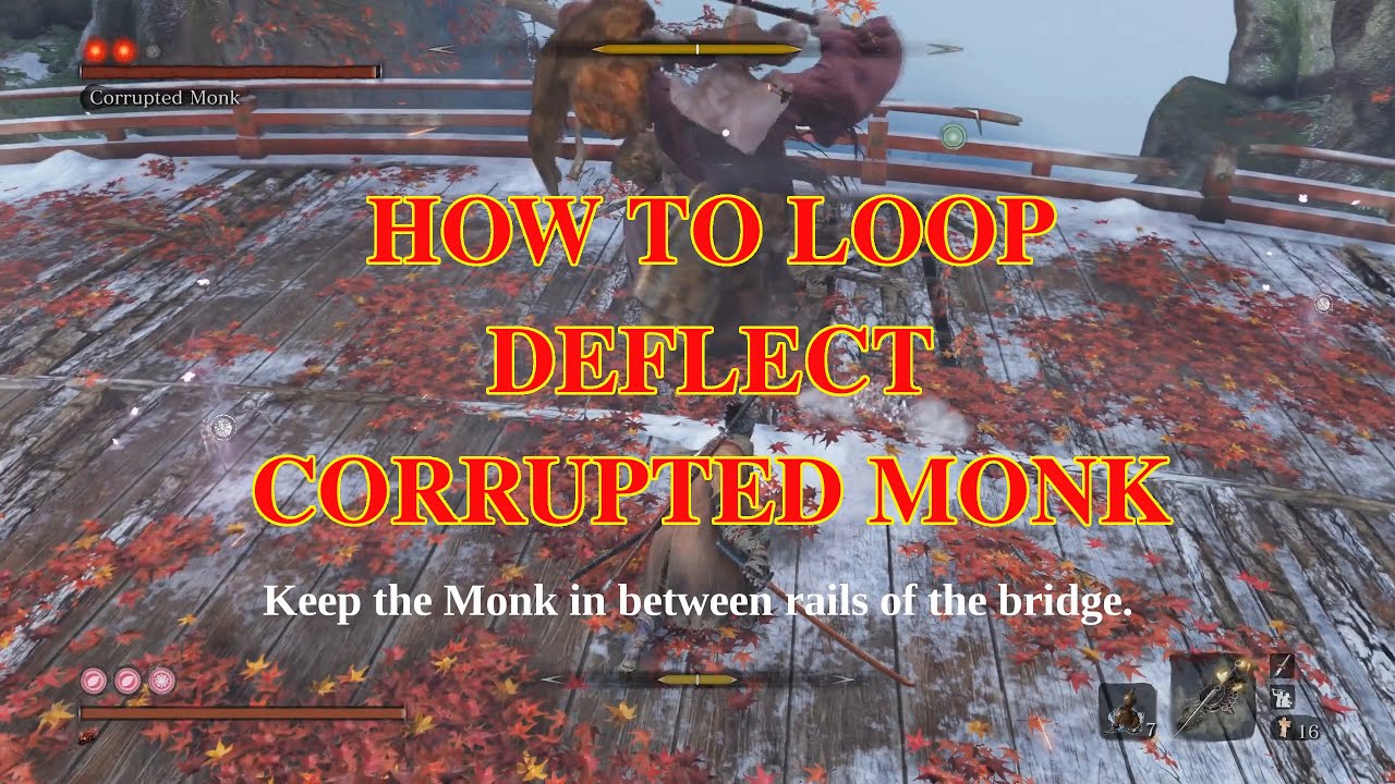Sekiro - How to loop deflect Corrupted Monk. - YouTube