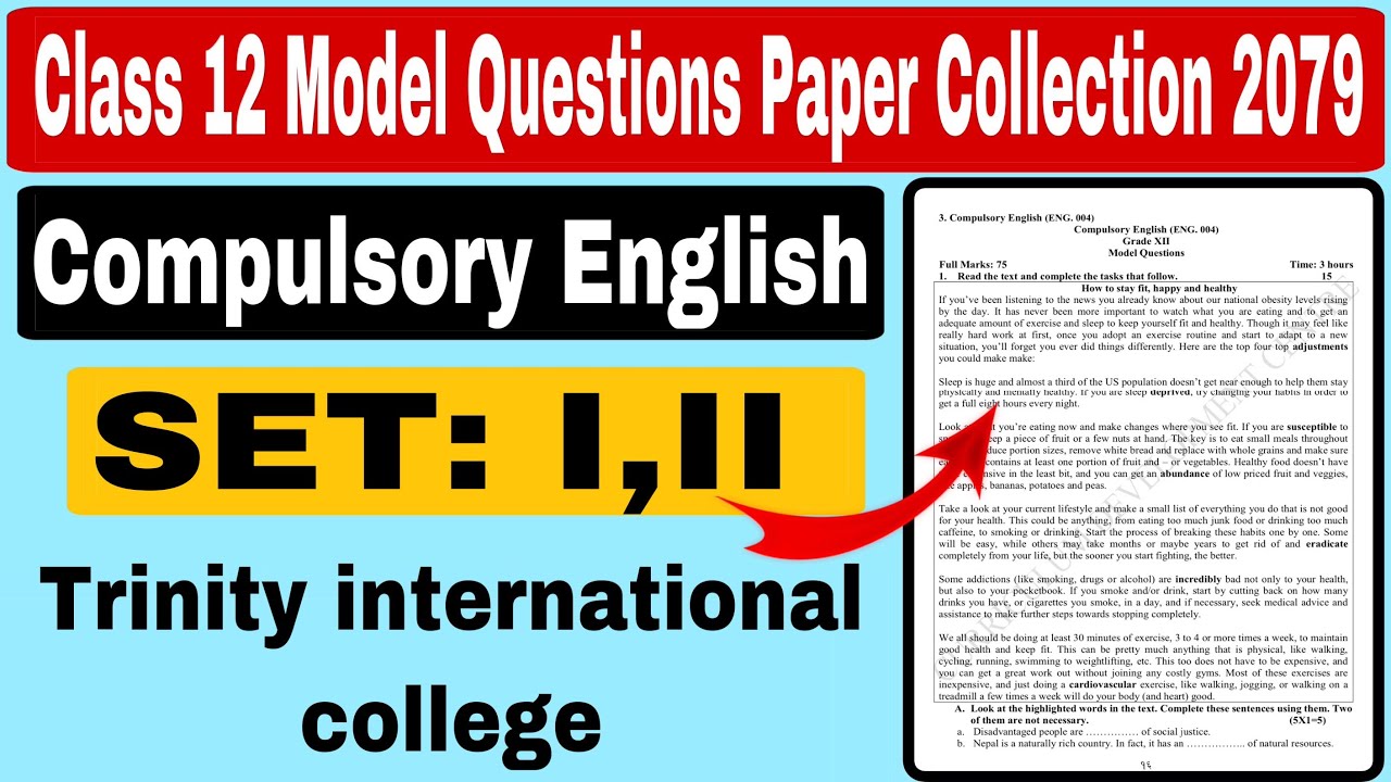 Class 12 Compulsory English Model Questions Set:1,2 | Trinity ...