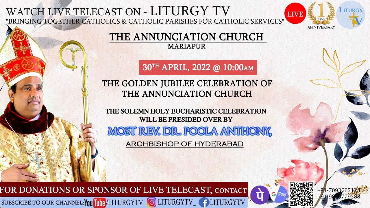 Golden Jubilee Mass | Most Rev Dr. Poola Anthony | 30-4-22 - YouTube