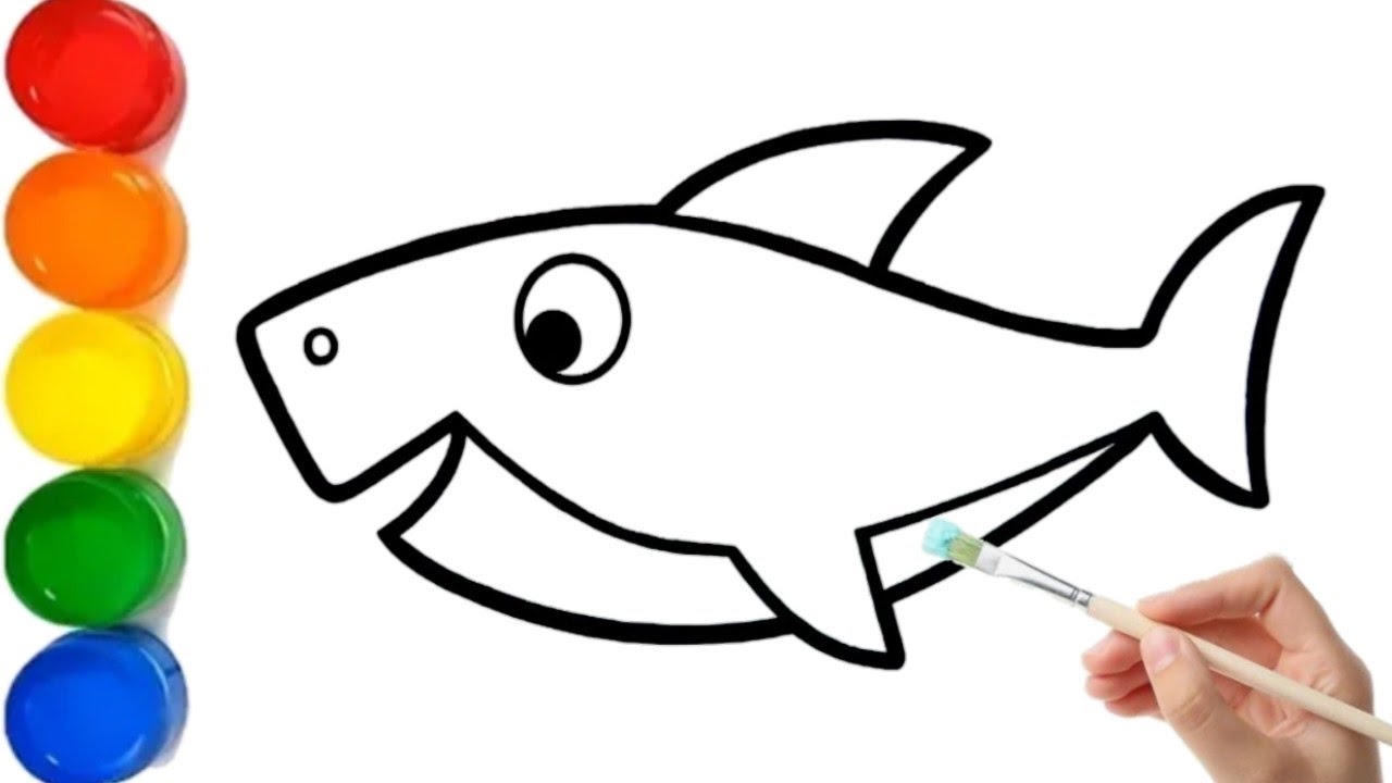 How to draw Baby Shark | Baby Shark drawing and coloring easy - YouTube