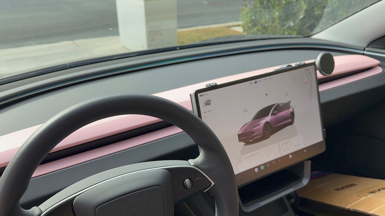 Tesla Model 3 Highland Pink Dash by EVBase! - YouTube