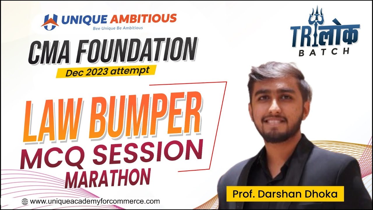CMA Foundation || Law - MCQ Bumper Session || Detailed Marathon || Dec 23 || Prof. Darshan Dhoka ...