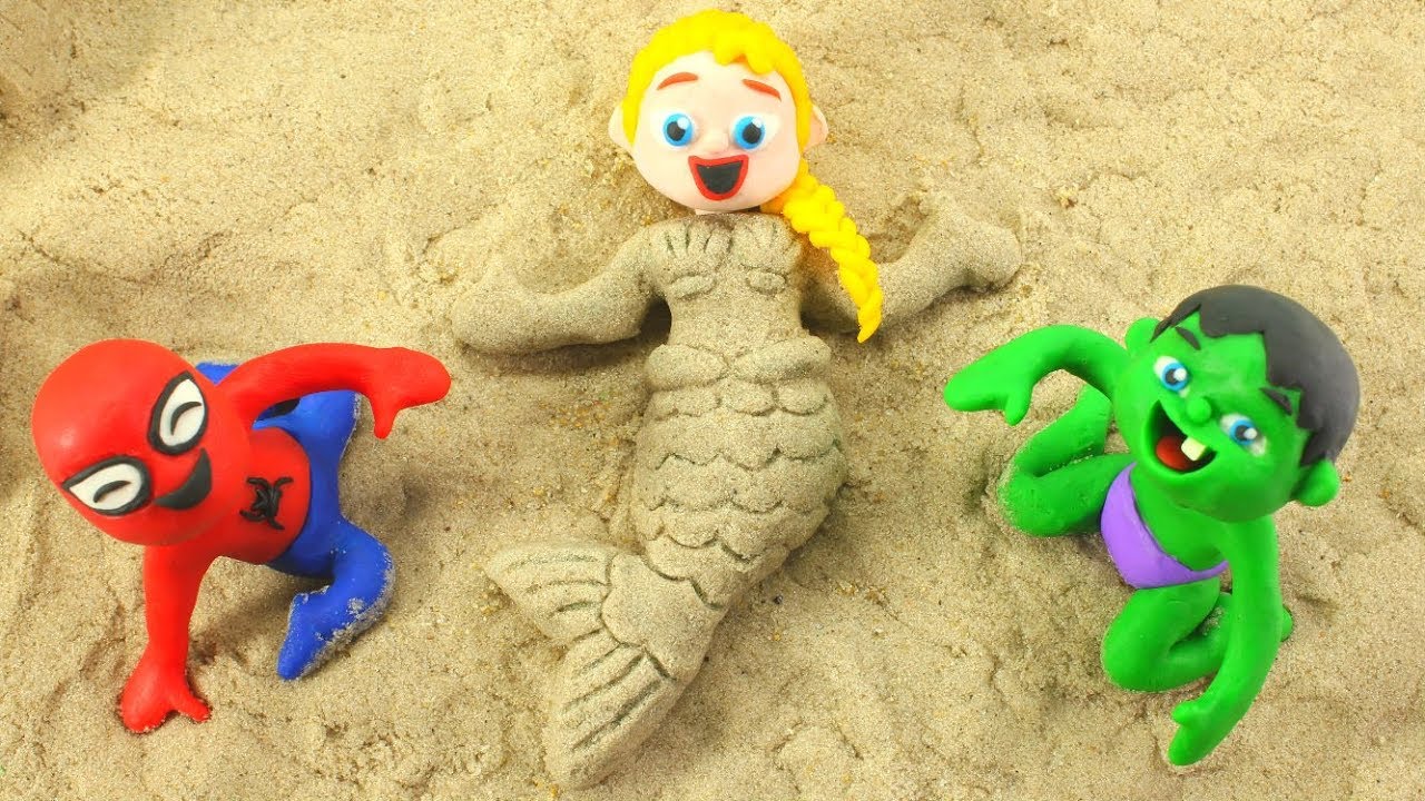 Frozen Elsa Becomes a Mermaid Superhero Babies Play Doh Cartoons For ...