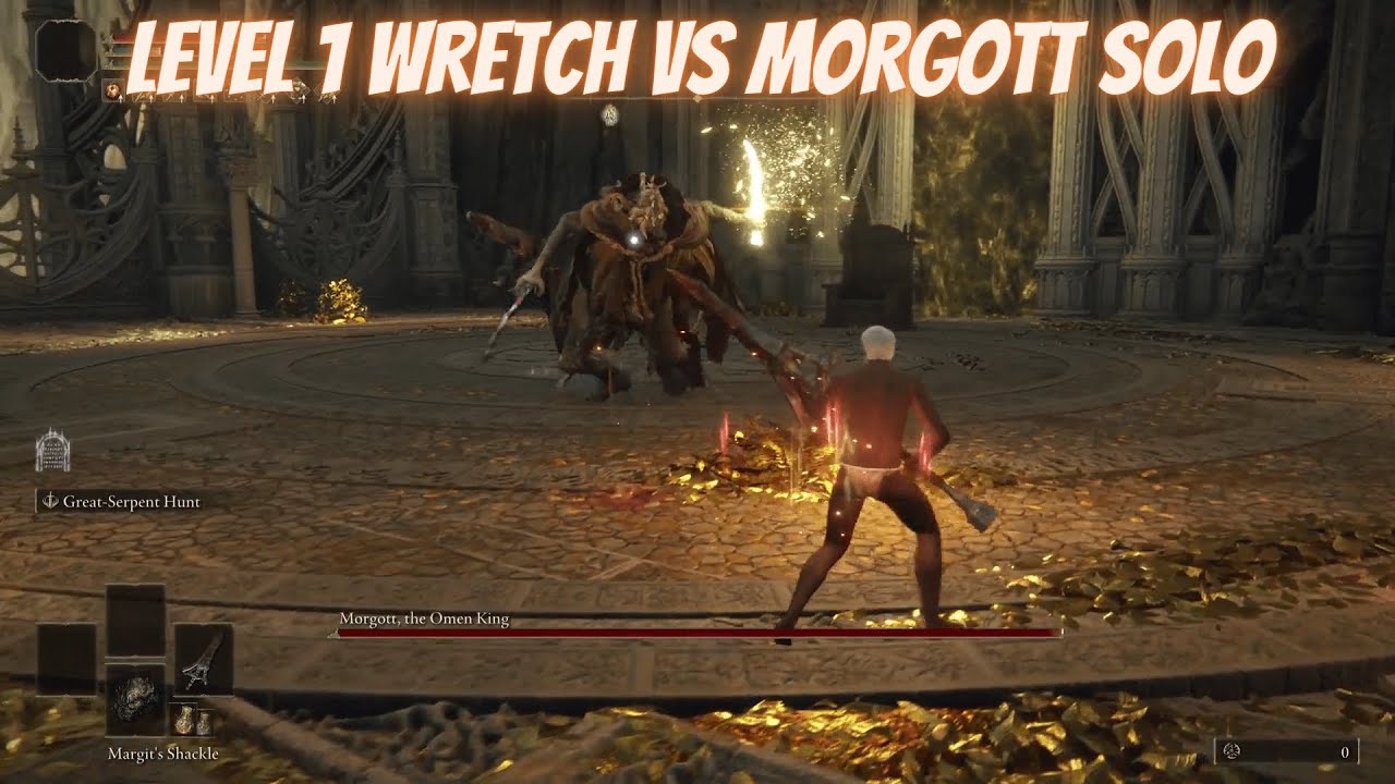 Elden Ring Level 1 Wretch vs Morgott Solo No Hit - YouTube