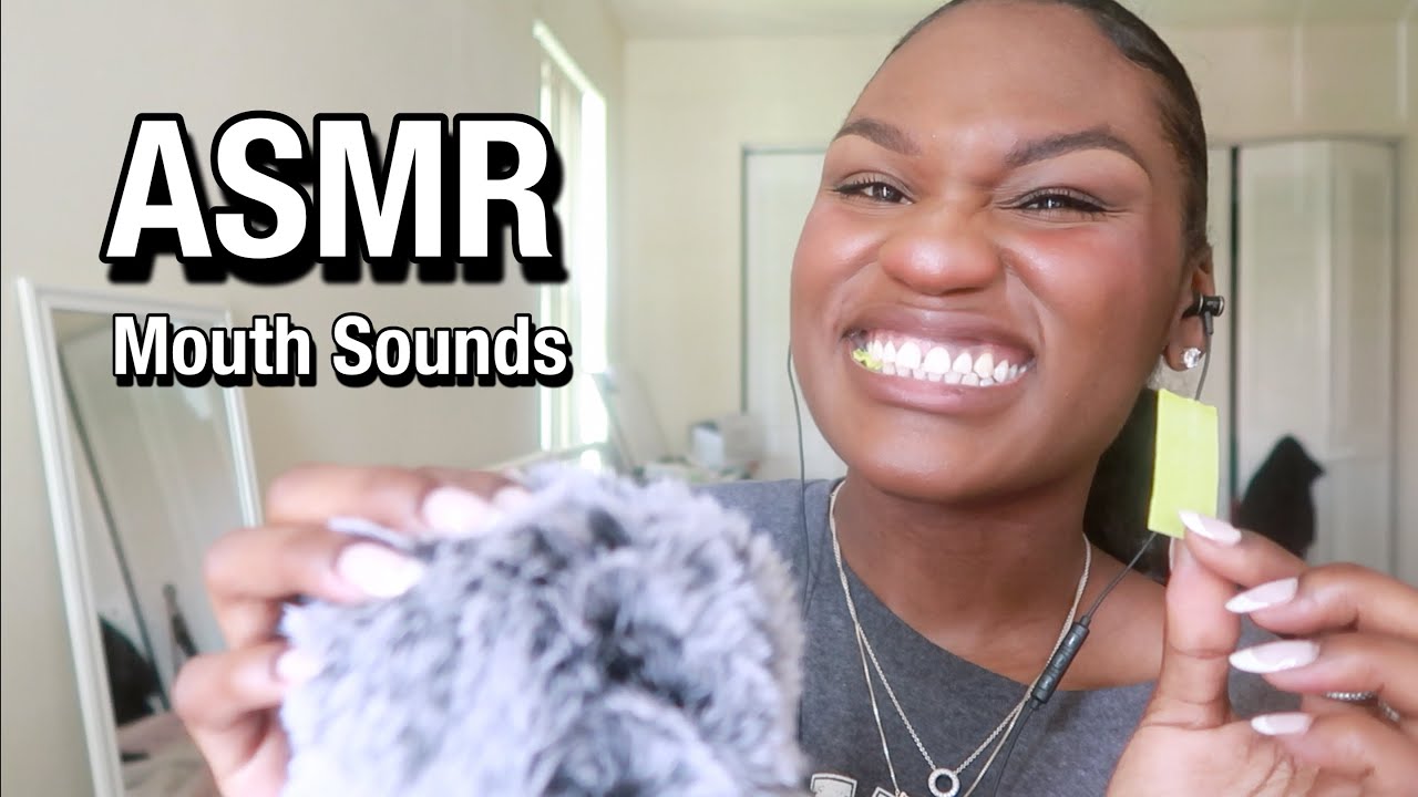 ASMR l Mouth Sounds [mic fluffing, gum chewing, visual triggers] - YouTube