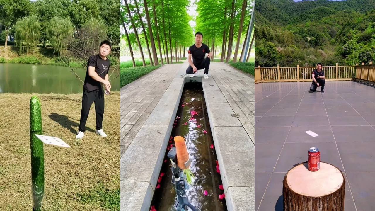 💥Middle Finger Stunts, Flying Cards Collection! | Bursting Cans ...