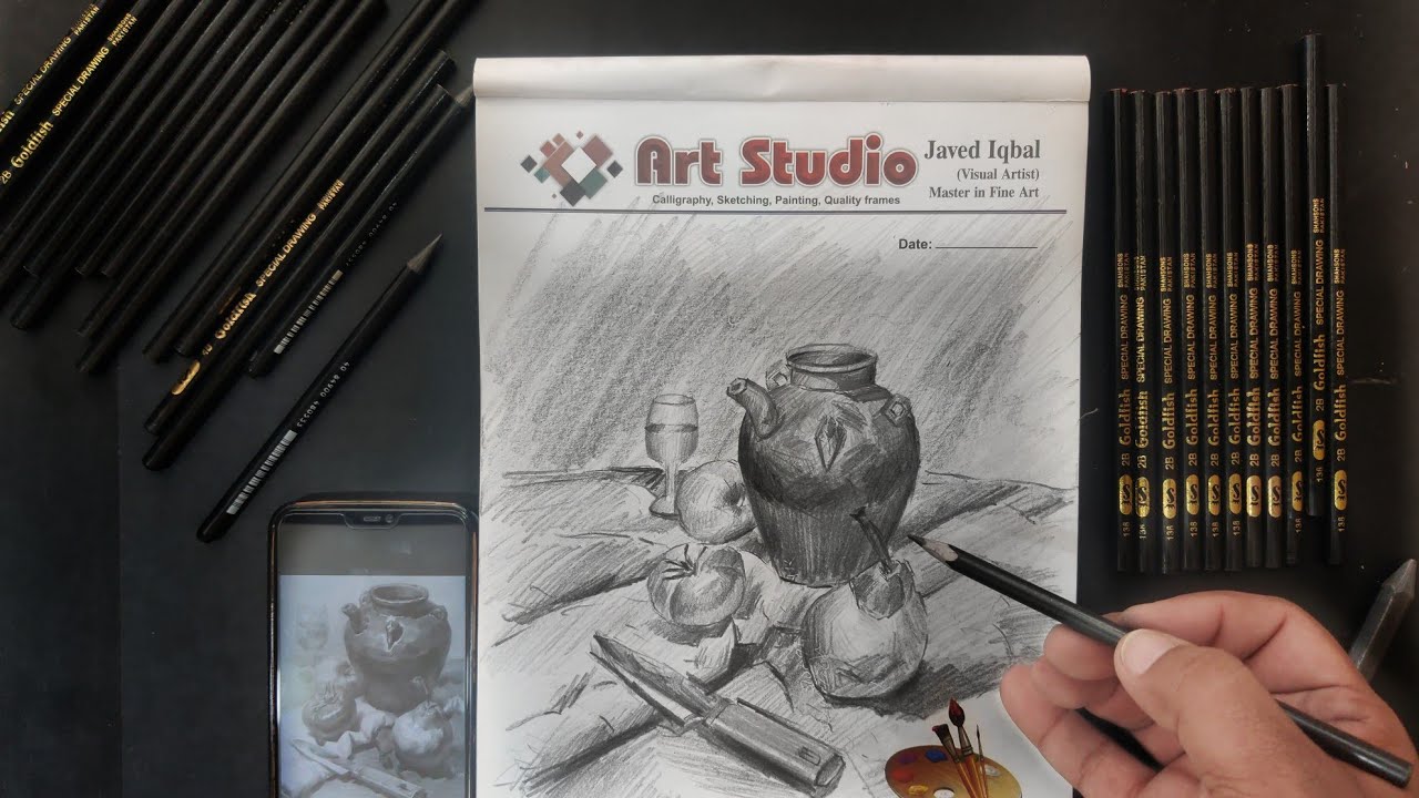 Still Life Drawing for Beginners with Pencil Shading | How To Draw a ...
