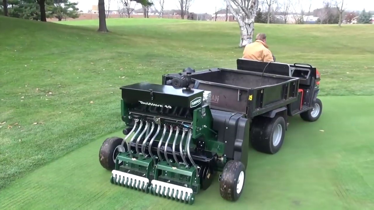 Turfco Triwave 45" Overseeder - YouTube