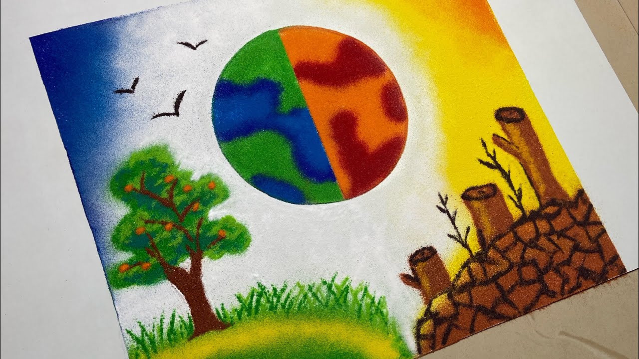 Earth Day Rangoli / world Environment day / Rangoli environment day ...
