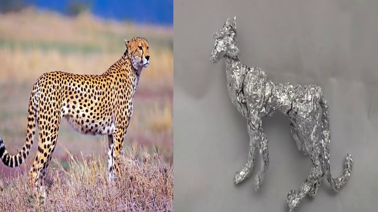 Cheetah - Aluminum Foil Sculpture - YouTube