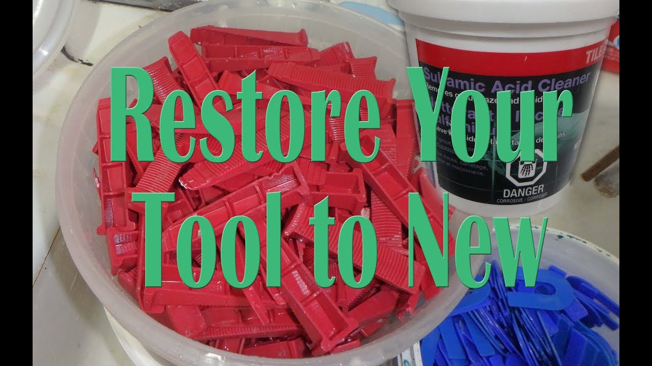 How to remove thinset from T-Lock wedges and other tools with sulfamic ...