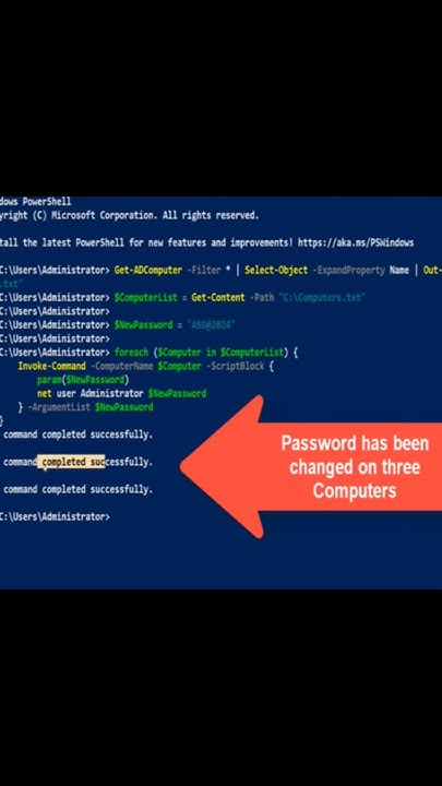 Change Local Administrator Passwords on All Computers in a Domain Using PowerShell - YouTube