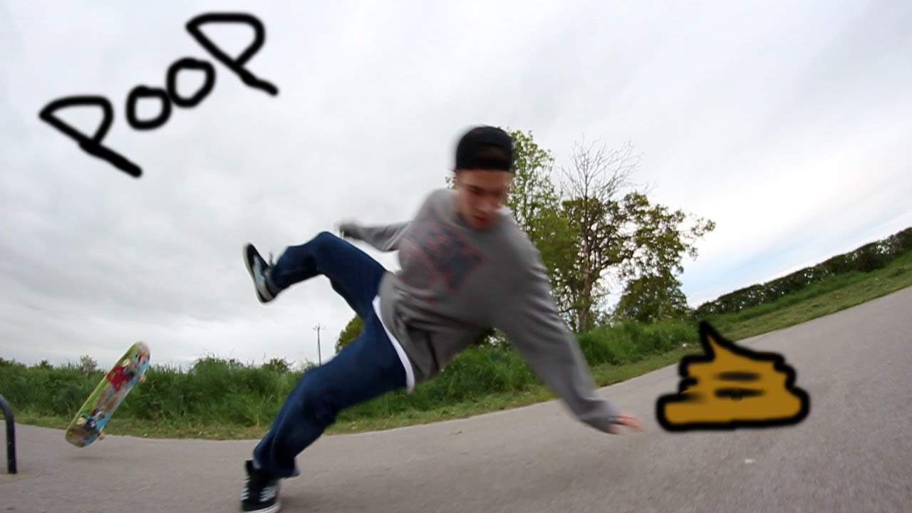 skater falls in poop - YouTube