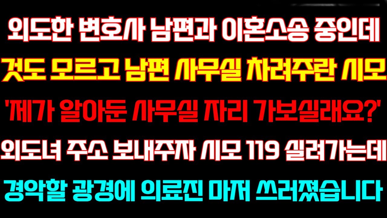 반전 신청사연 남편과 이혼준비 중인데 사무실 차려주란 시모 사무실 자리 보여준다하고 외도녀 주소 보내자 시모 기함하며
