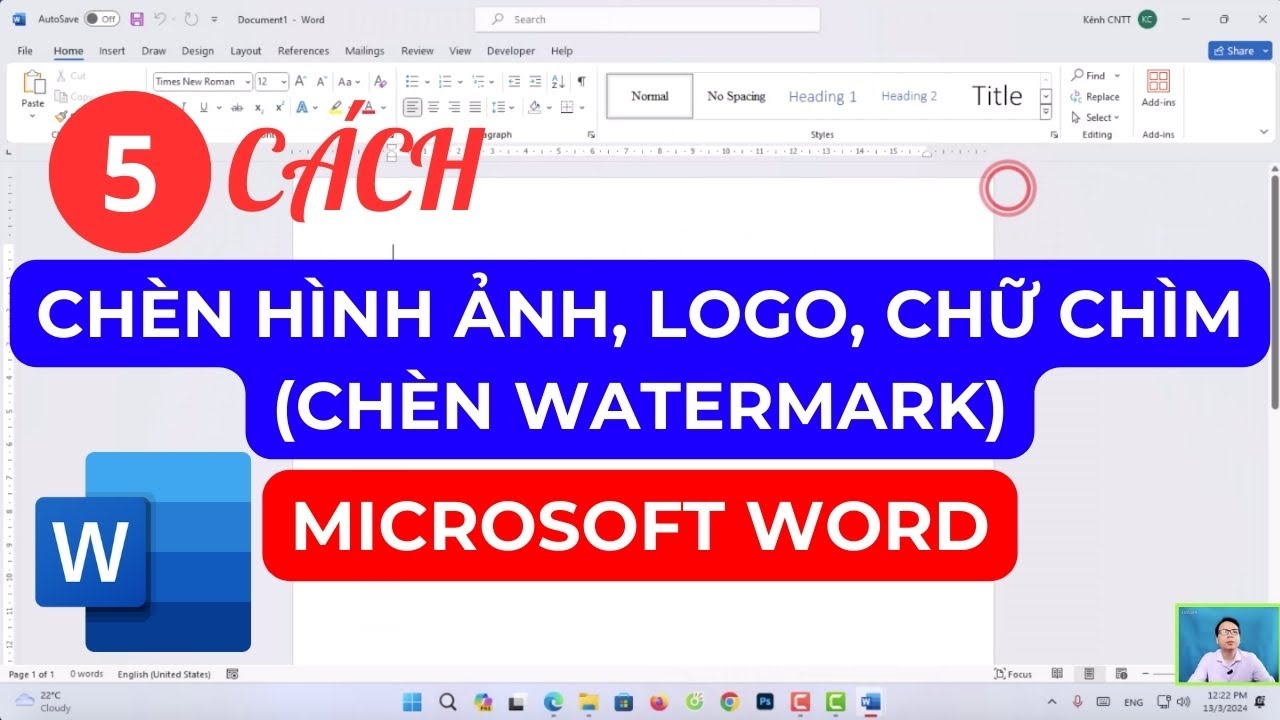 Chèn hình ảnh, logo, chữ chìm (Chèn Watermark) vào Word - YouTube