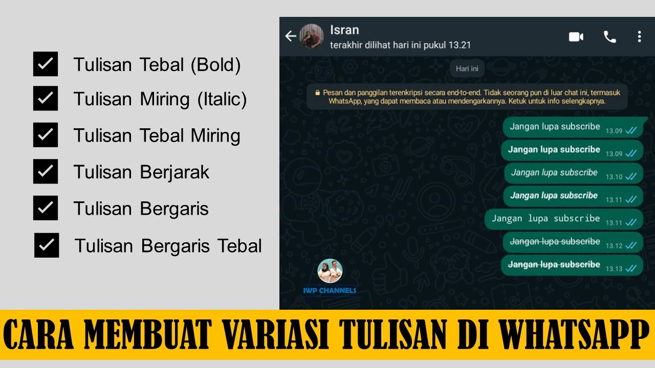 CARA MEMBUAT VARIASI TULISAN DI WHATSAPP - YouTube