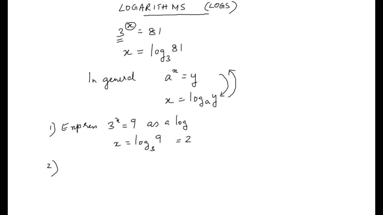 Logarithms Intro and converting from logs to exponents and vice versa ...