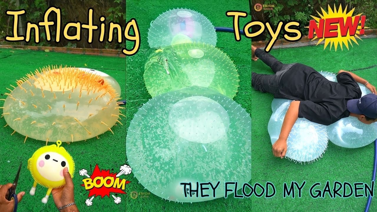 Inflating Toys until they BLOW UP!💥 (they got HUGE) TOYS FLOODED MY GARDEN ! - YouTube