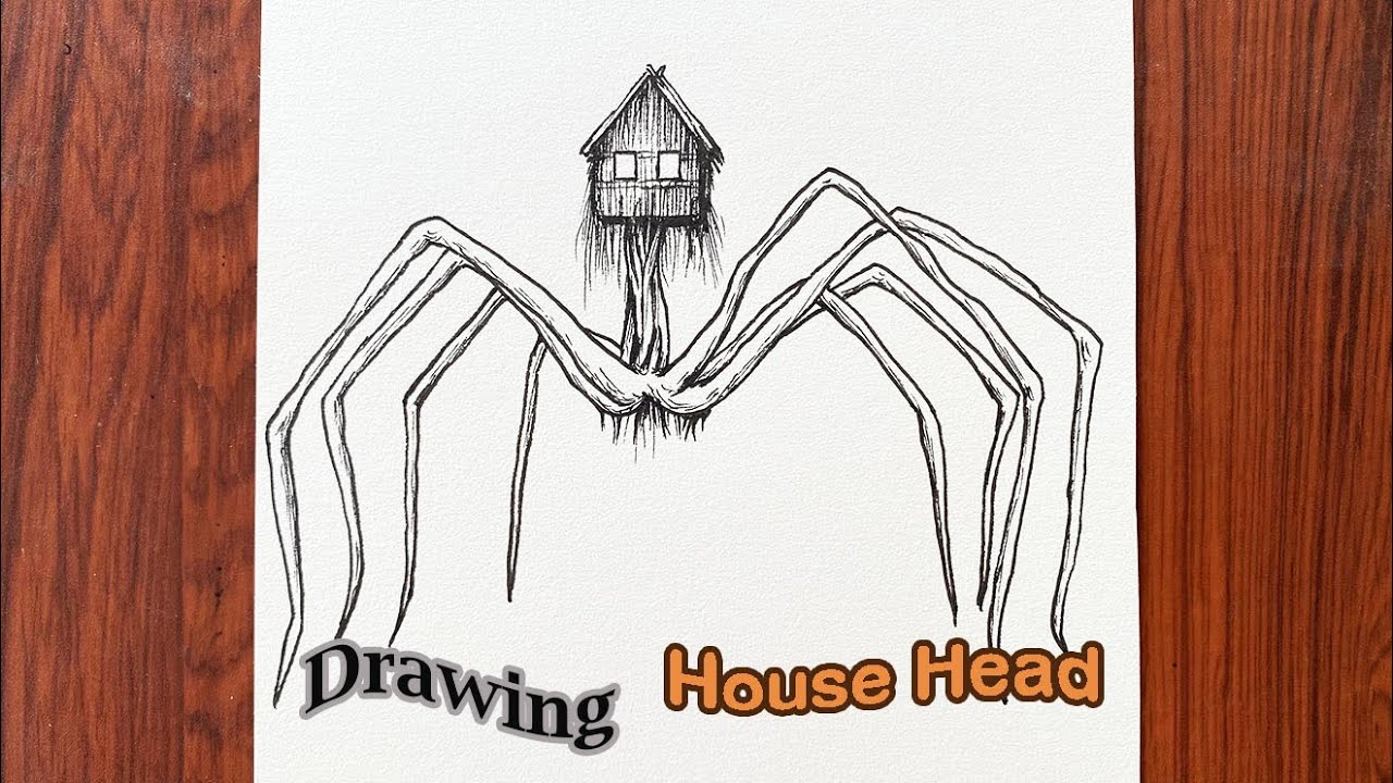 Drawing the Monster \ How to draw a House Head \ Drawing for beginner ...
