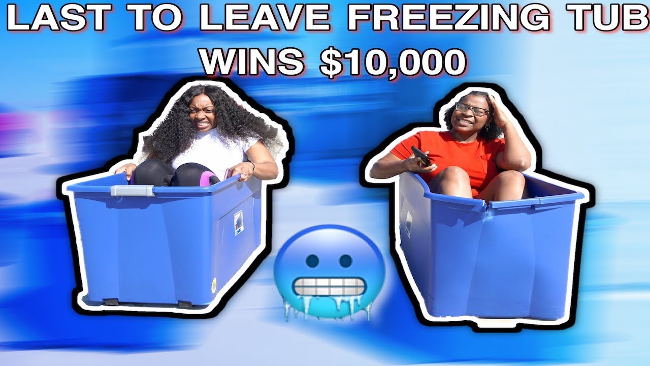 Last To Leave *FREEZING* COLD ICE BATH Wins $10,000 - Challenge - YouTube