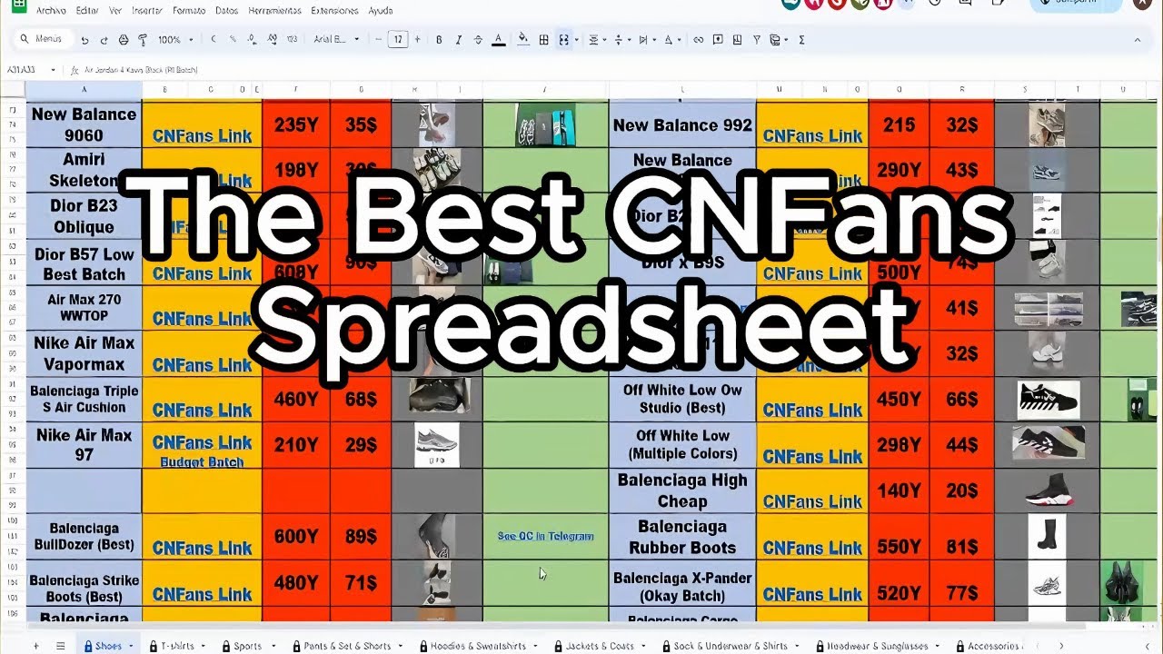 The Best CNfans Spreadsheet | Links in Description - YouTube