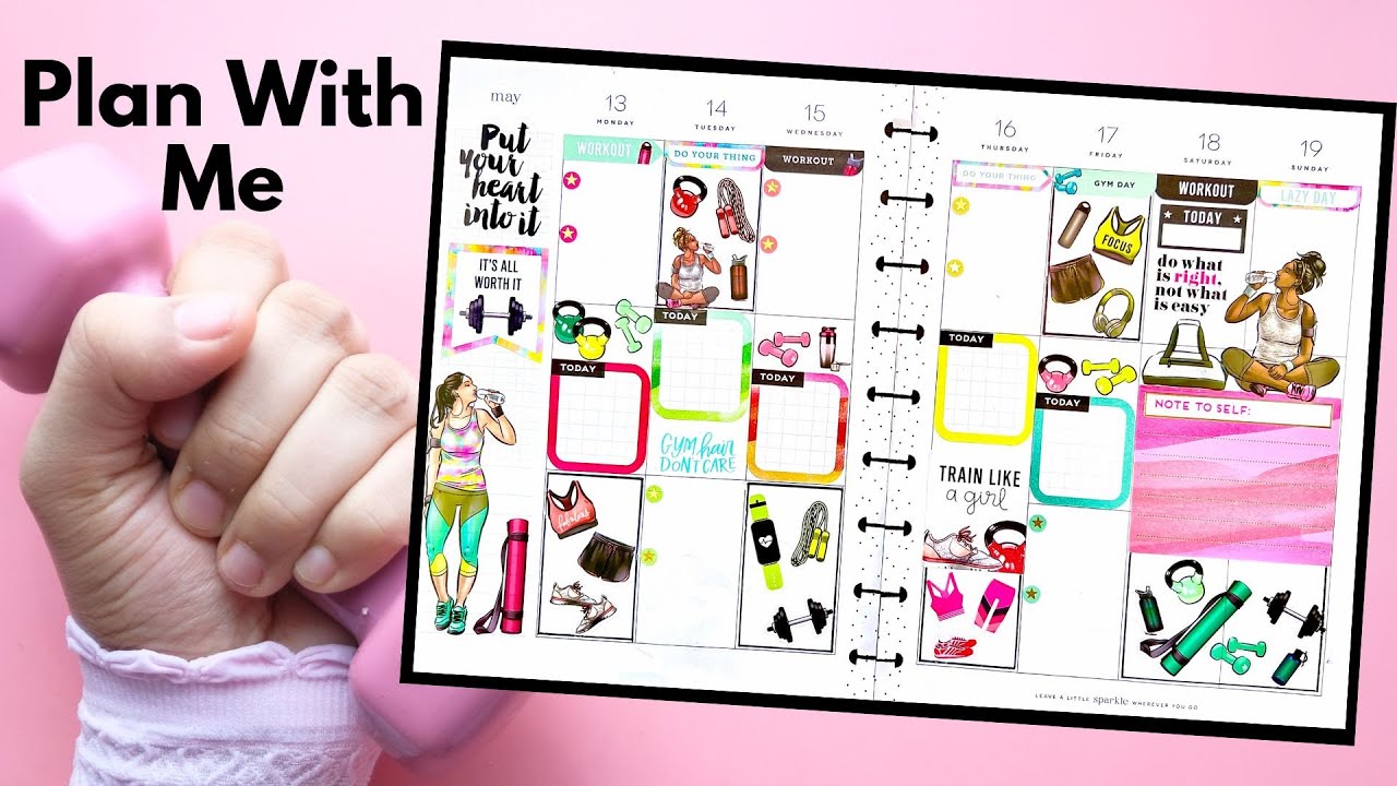 Fitness Spread - Hobby Lobby Sticker Book - Happy Planner Plan With Me ...