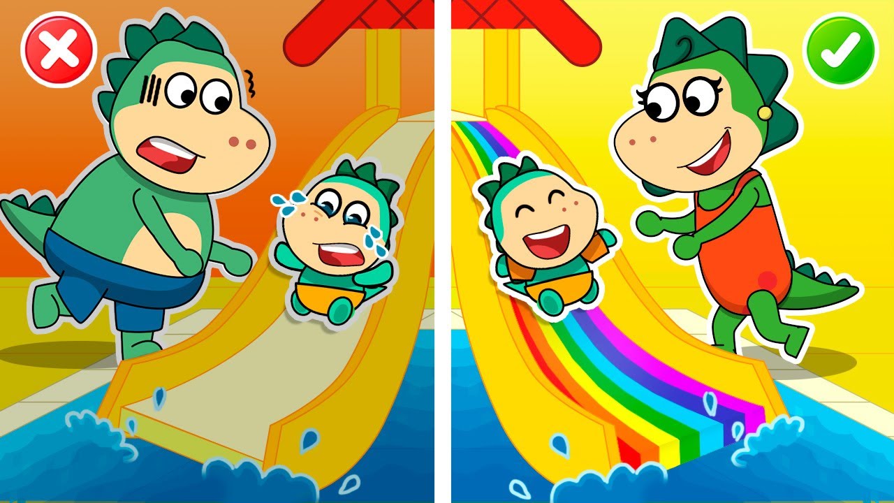 🏖 Learn Safety Tips in Swimming Pool 💦 with kid Dragons | Funny Stories ...