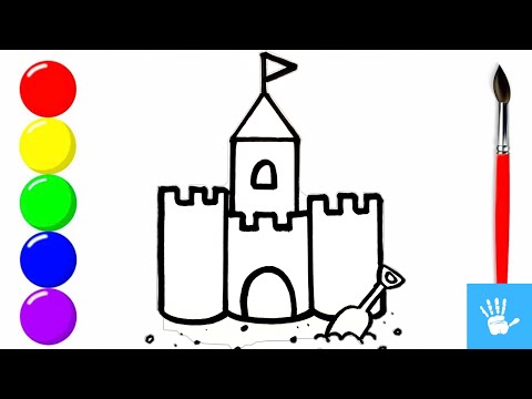 How To Draw Sand Castle | Bolalar uchun qum qal'a rasm chizish | рисование замка из песка для детей