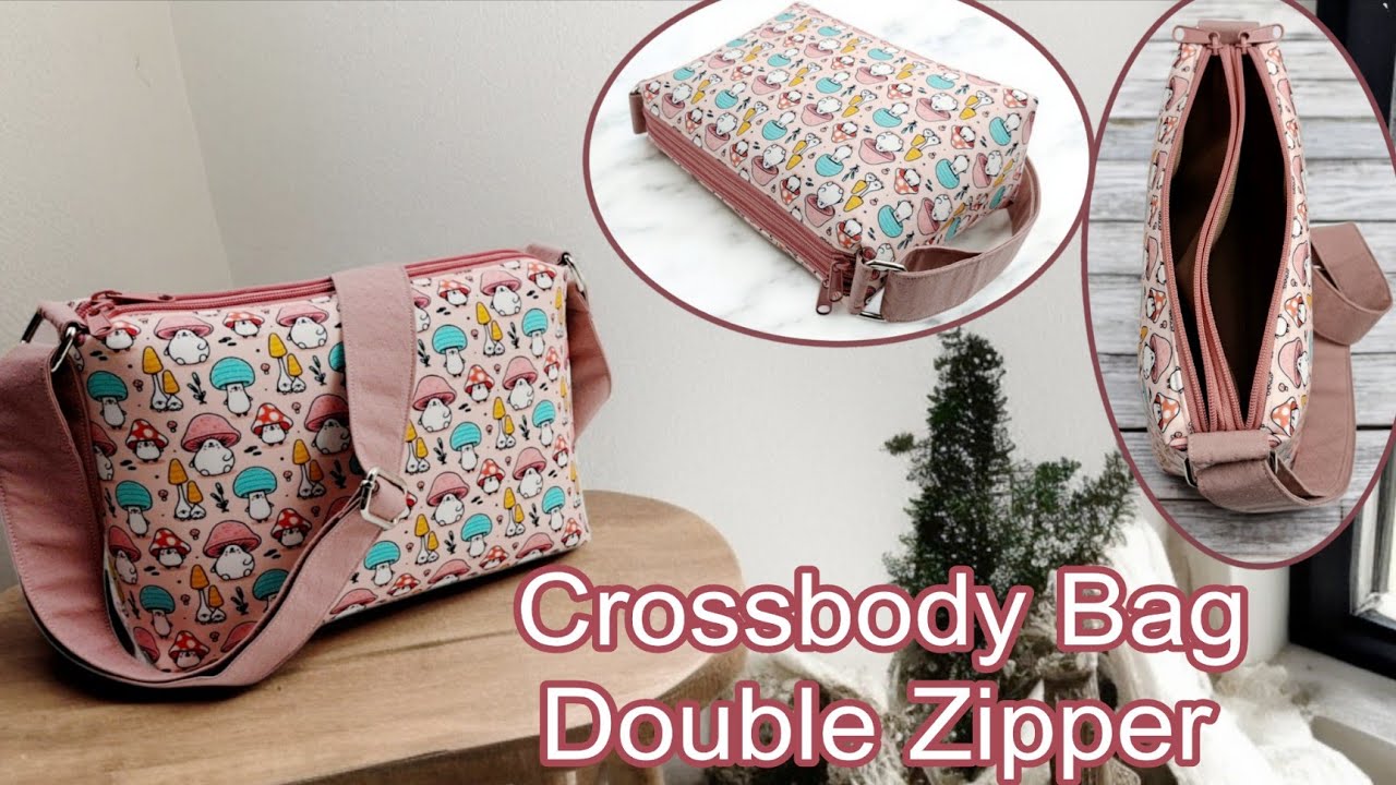 DIY Cara Membuat Tas/Crossbody Bag/Double Zipper/Tutorial&Pattern - YouTube