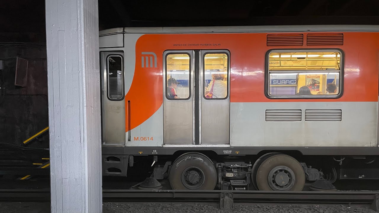 CAF/BOMBARDIER NM-02 614/615 Saliendo de Pino Suárez Línea 2 Dirección ...