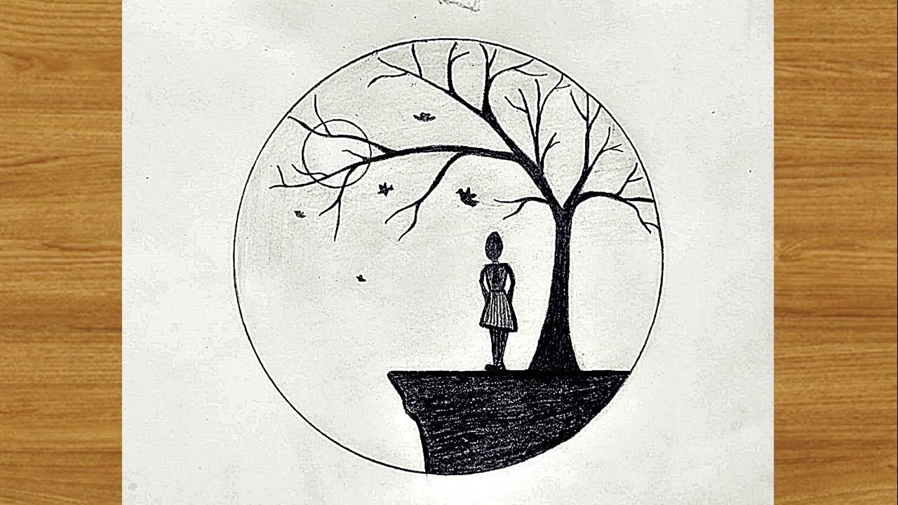 How to draw a girl standing in Moonlight | Easy Girl Drawing | Virk Art ...