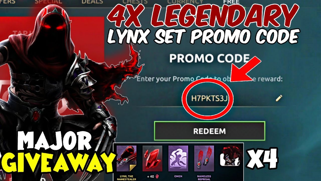 4x LYNX Legendary Skin Set Promo Code Giveaway (For AS/EU Server ...