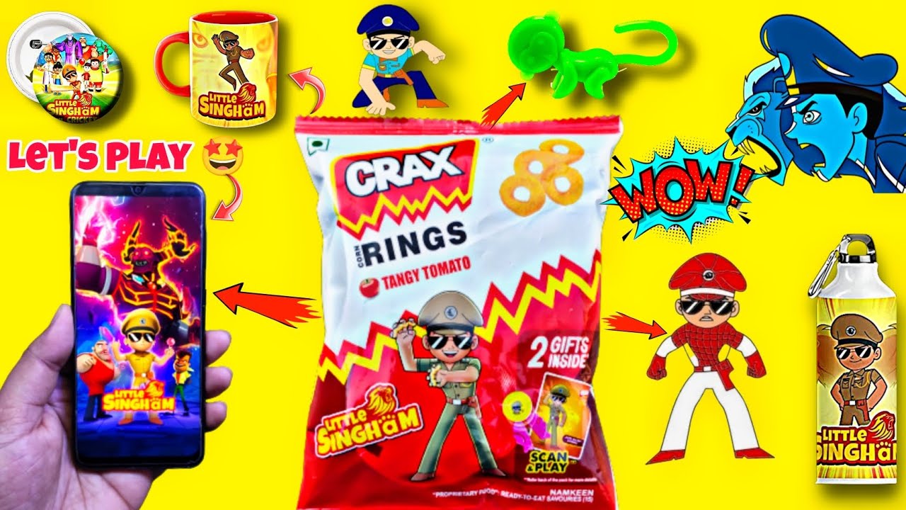 🤩 Crax Rings Little Singham 2 Gifts Inside 😍 | Snacks Unboxing ️ | Free ...