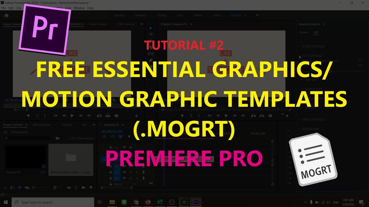 [TUTORIAL] Animasi / Essential Graphic (.MOGRT) Gratis untuk Premiere ...