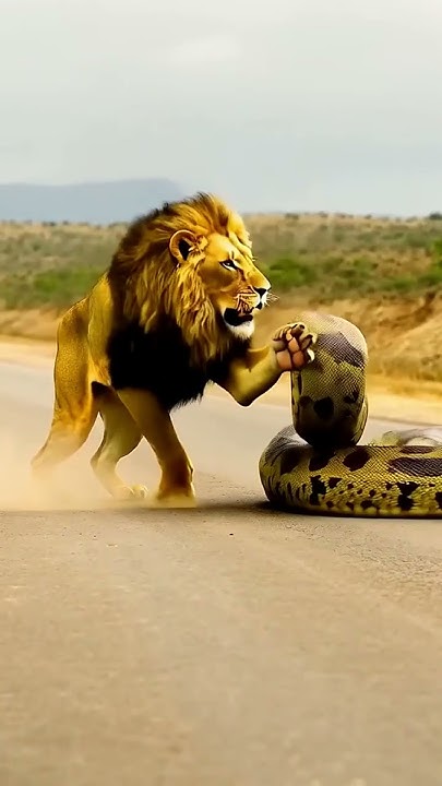 AI Animal Fighting，Lions and pythons #lion #ihavethisthingwithplants # ...