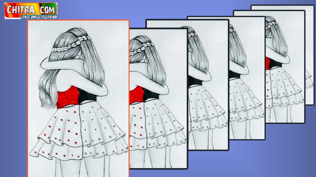 How to Draw Two Friend Hugging | Pencil Skatch | Easy Drawing of Girls ...