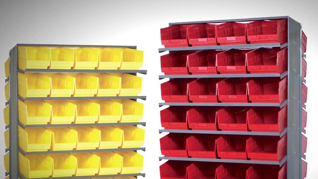 Sloped Bin Shelving Systems Slanted Pick Racks - YouTube
