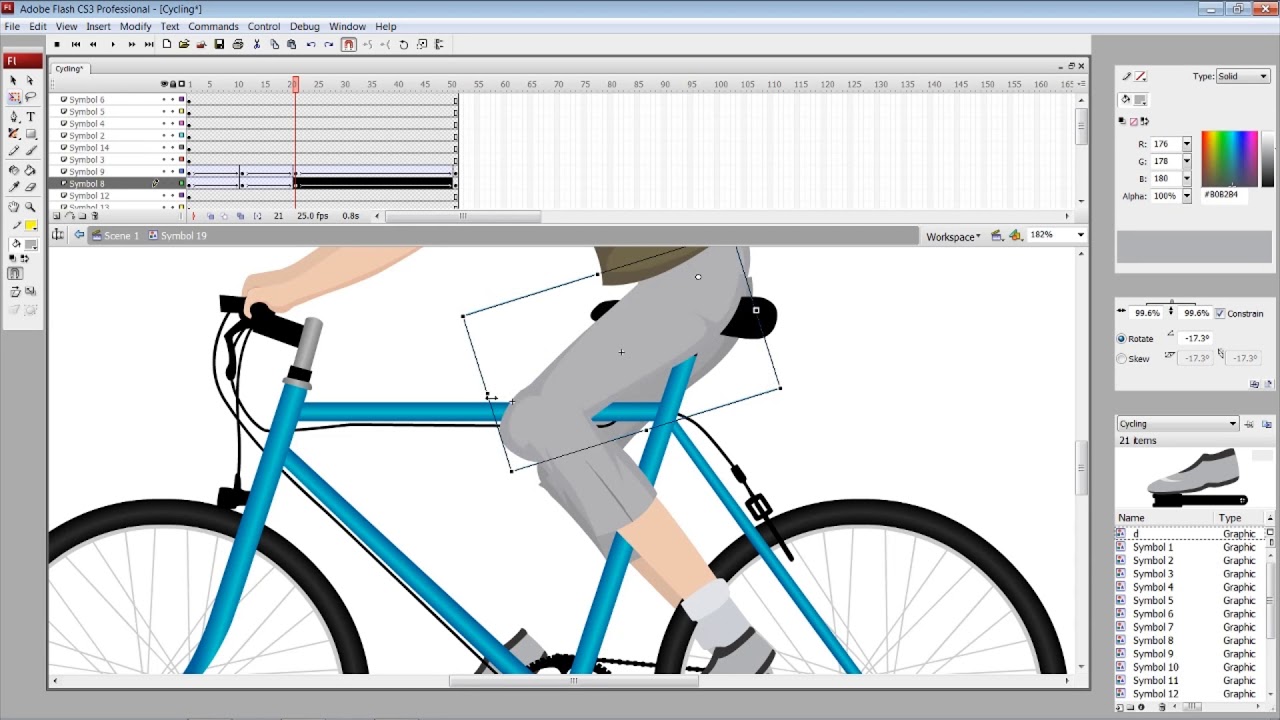 Flash animation tutorial : Cycling - YouTube