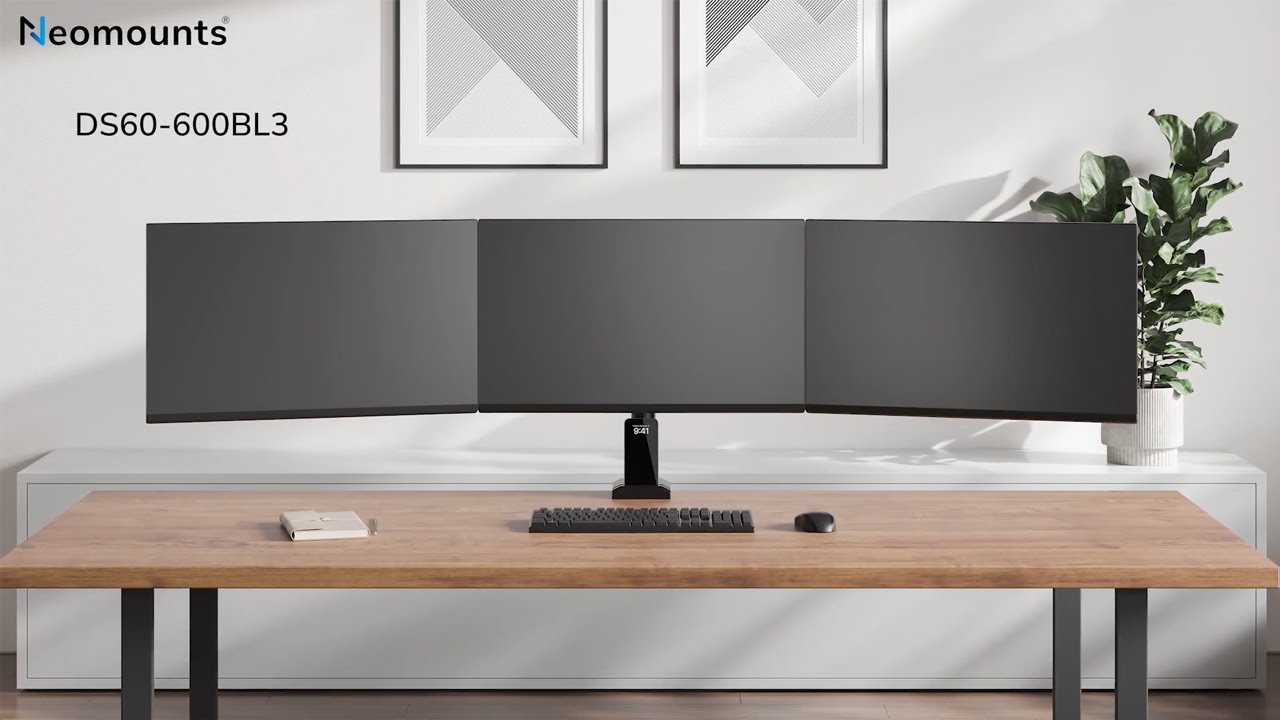 Neomounts NERO series full motion monitor arm desk mounts - YouTube