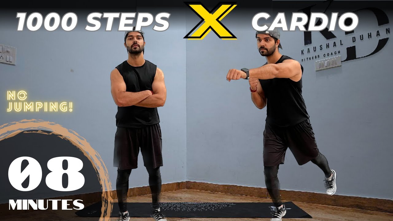 1000 Steps in 8 Minutes At Home | No Jumping Cardio - YouTube