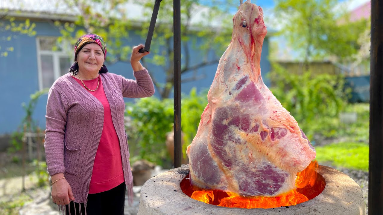 Whole Beef Leg Roasting in the Tandoor: Giant Meat Cooking Secrets ...