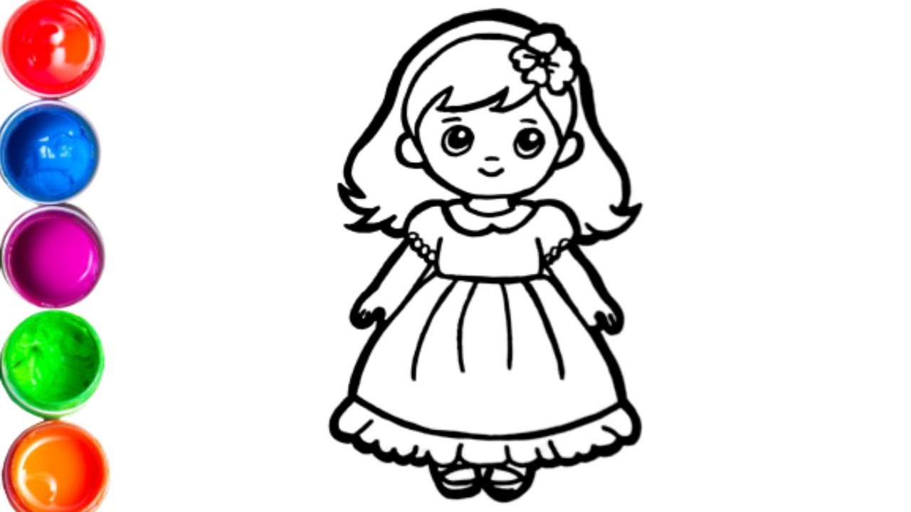 Drawing, Coloring, Painting Cute Baby Doll For Kids & Toddlers | How to ...