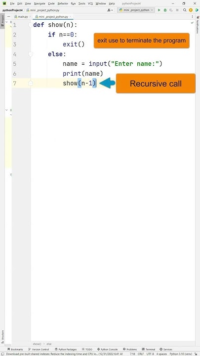Recursive Function in python| python tutorial 95| | python tutorial in hindi - YouTube