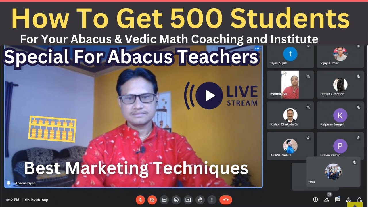 Abacus & Vedic Math Marketing Session For Offline Classes - YouTube
